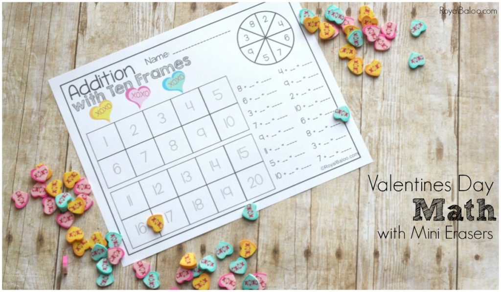 Valentines Mini Eraser Math Set for Hands on Math Fun → Royal Baloo