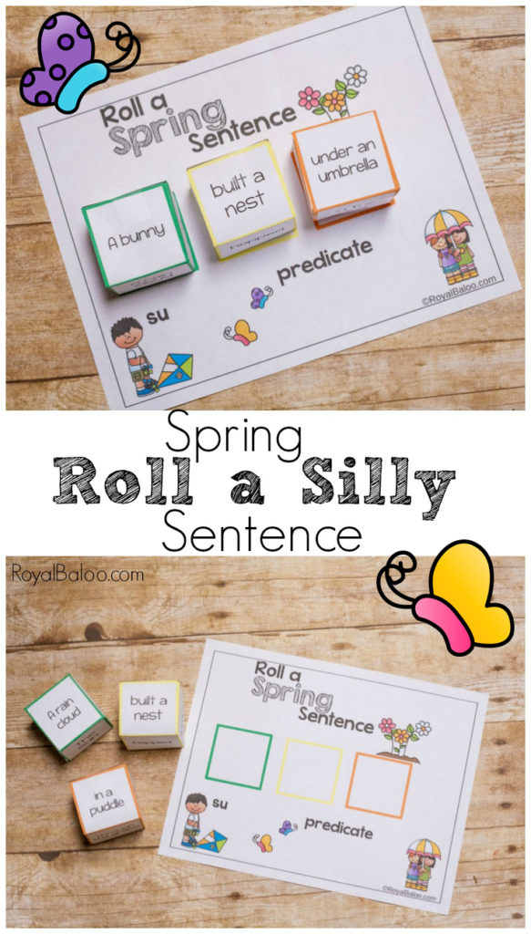 Fun Reading and Writing with Roll a Spring Sentence → Royal Baloo