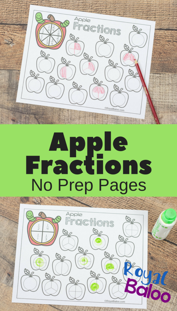 Apple Fractions Worksheets for Beginning Fractions → Royal Baloo