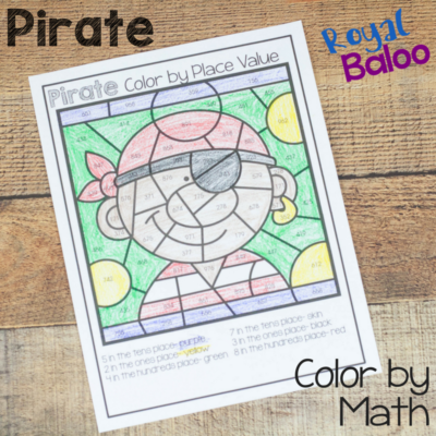 Pirate Color by Math – Addition, Fractions, and Place Value → Royal Baloo