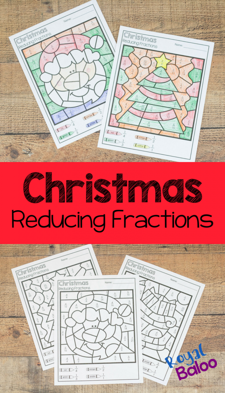 Christmas Color by Reducing Fractions → Royal Baloo