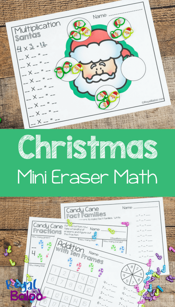 Christmas Mini Eraser Math Sets for Santa and Candy Canes → Royal Baloo