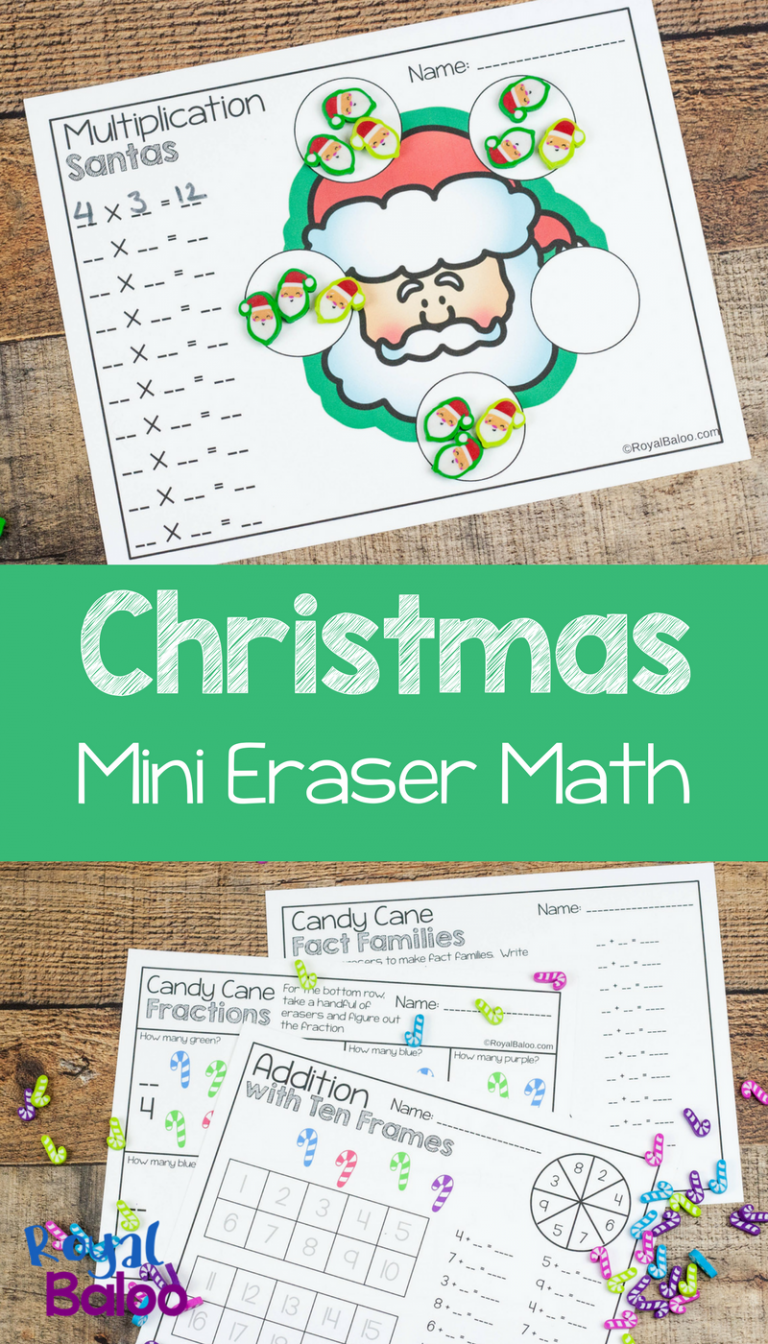 Christmas Mini Eraser Math Sets for Santa and Candy Canes → Royal Baloo