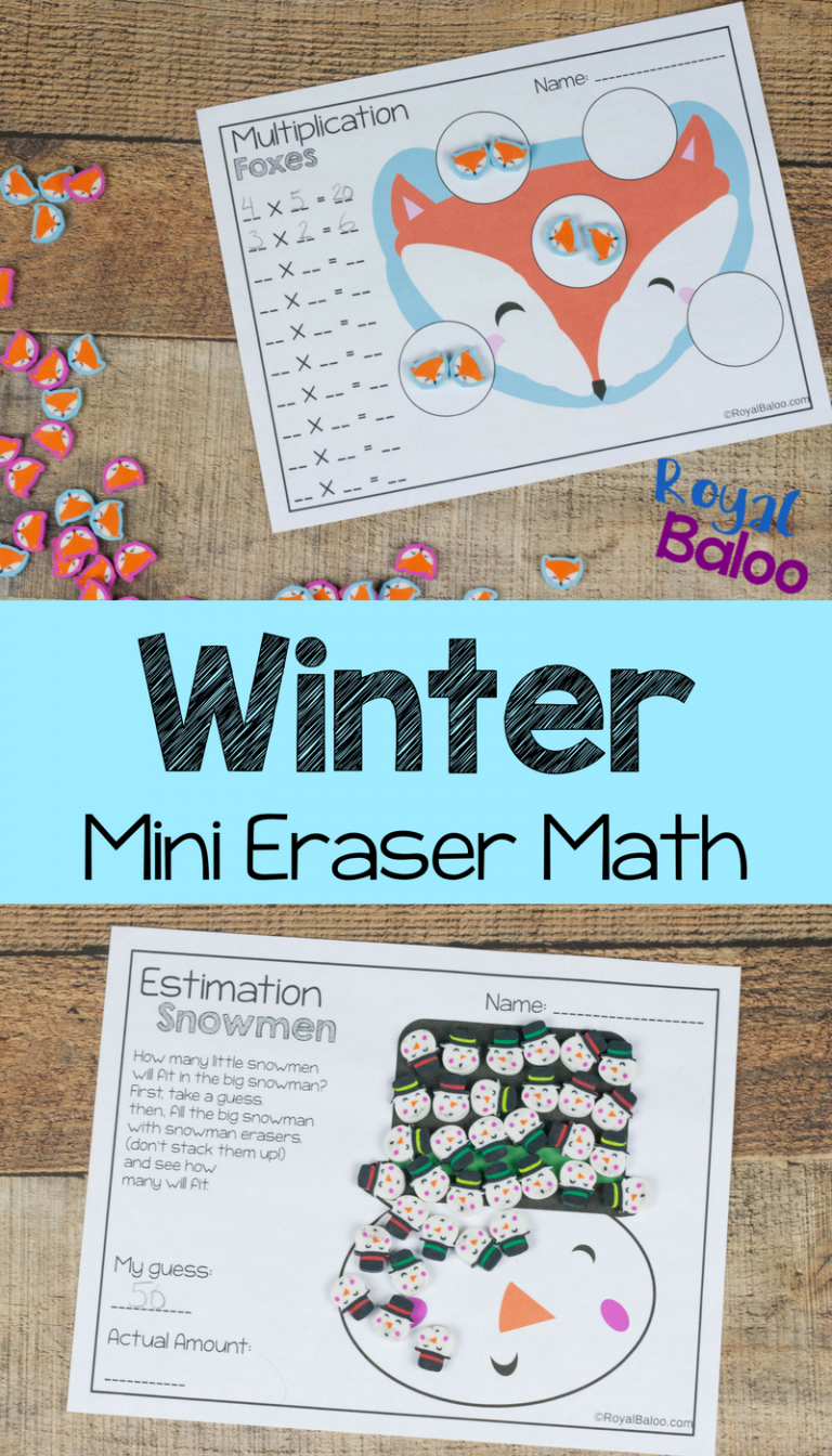 No Prep Winter Mini Eraser Math Pages → Royal Baloo
