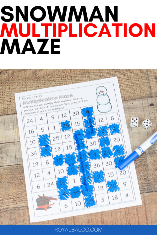 Snowman Multiplication Maze → Royal Baloo
