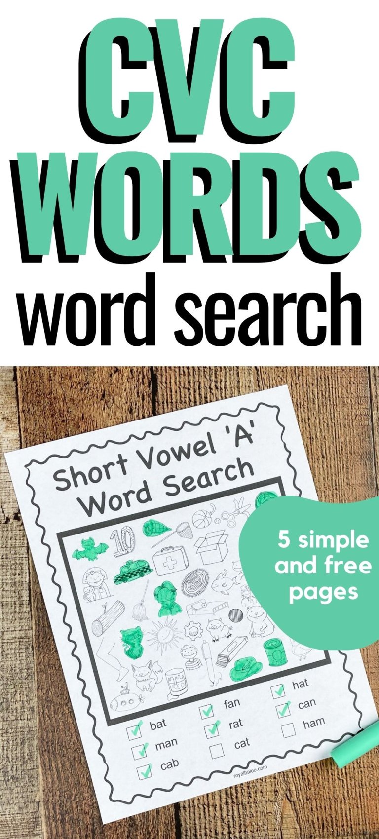 Beginning Reader Word Search Printables → Royal Baloo