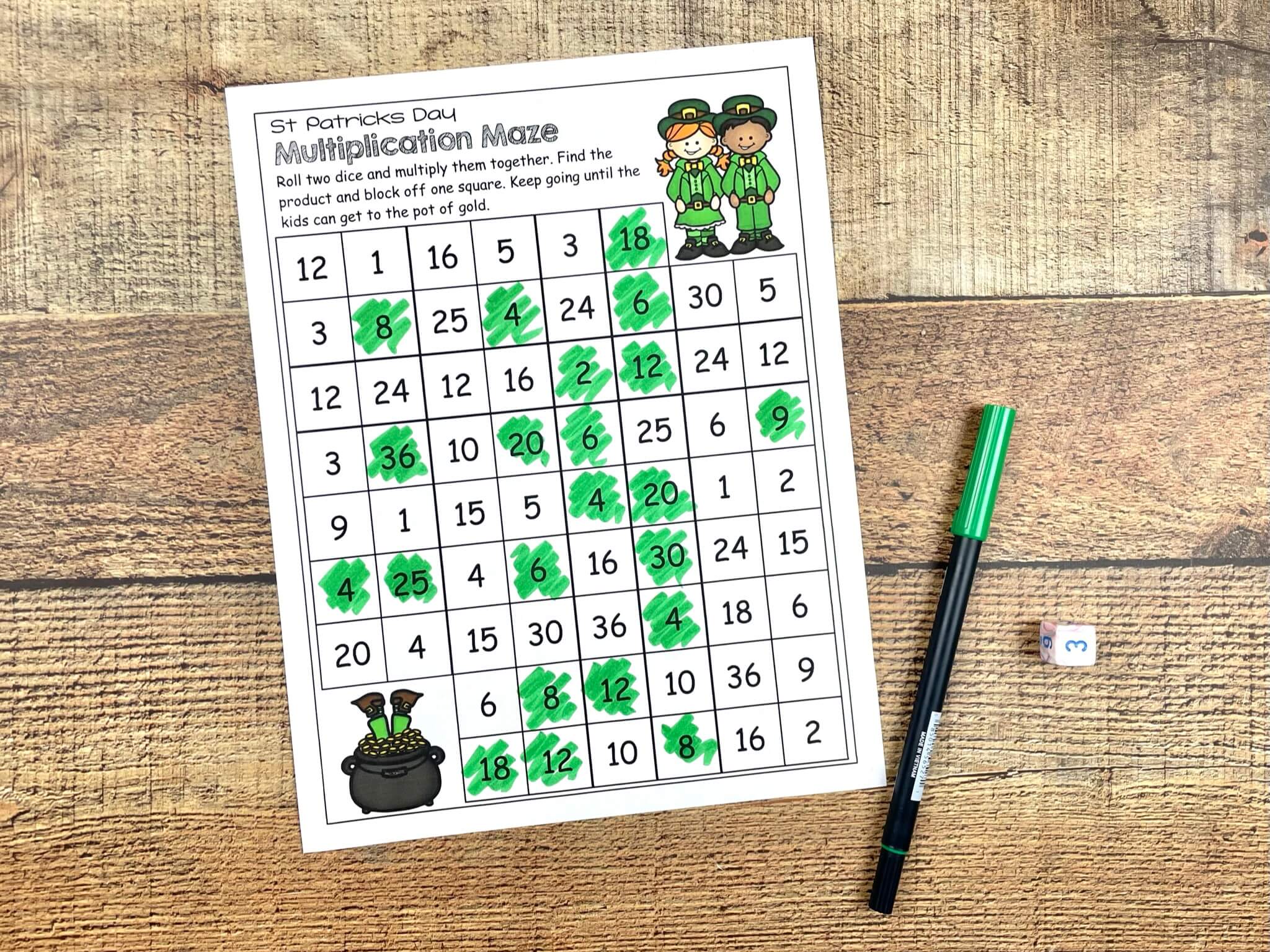 St Patrick’s Day Multiplication Maze → Royal Baloo